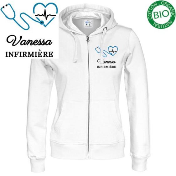 Veste infirmière, gilet, sweat personnalisés pour soignantes